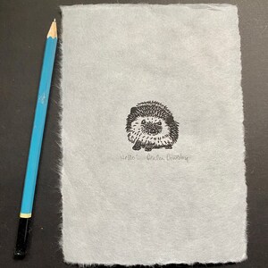 Hello! Hedgehog Lino Print, Handmade Print - Etsy