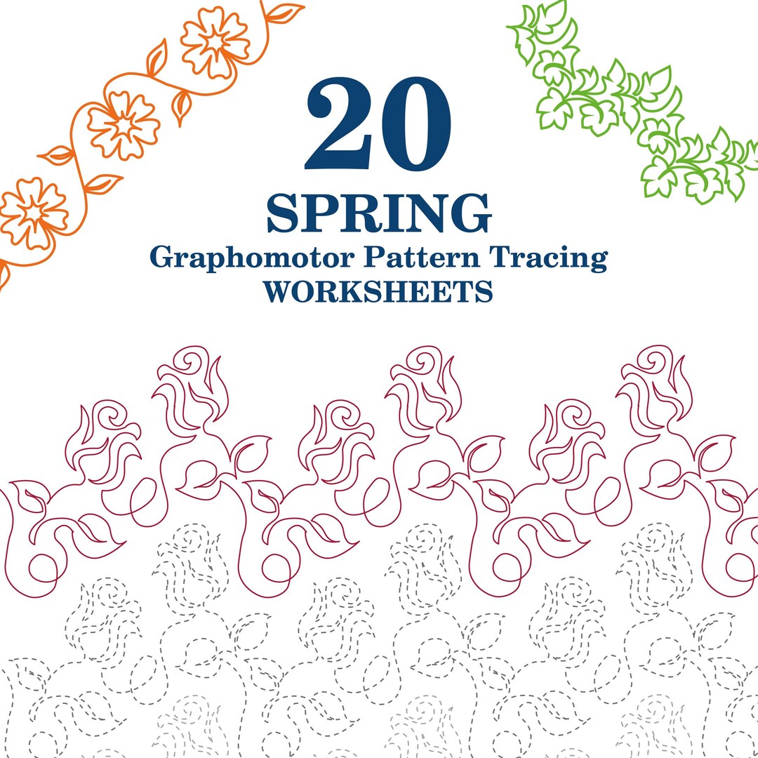 Spring Pattern Tracing Worksheets – 20 Printable Pages | Graphomotor ...