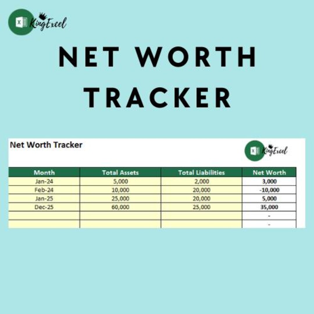 Automated Net Worth Tracker | Excel Spreadsheet Template (digital ...