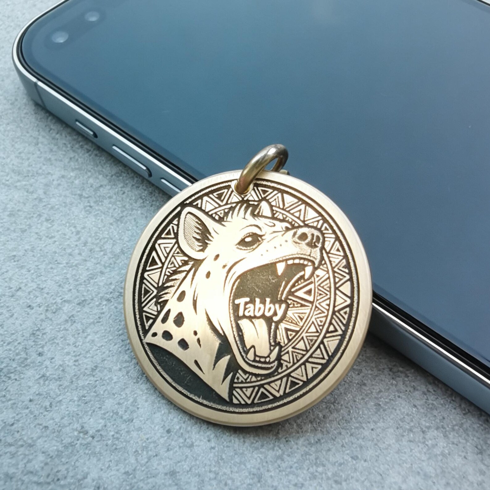 Unique Hyena Laser Engraved Pet ID Tag - Custom Dog Cat Name Tag - Etsy