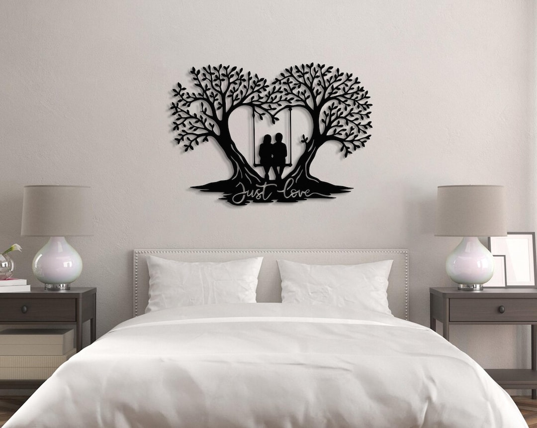 Heart Tree Metal Wall Art, Love Tree Decor, Couple Swing Wall Art ...