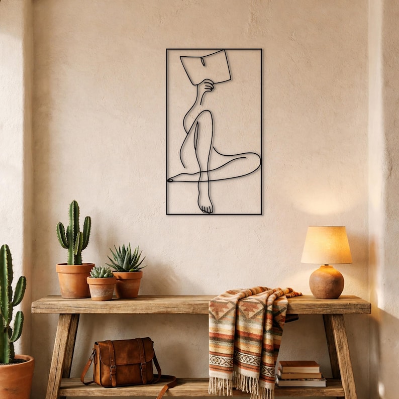 Minimalist Woman Line Art Metal Wall Art, Abstract Female Metal Wall ...