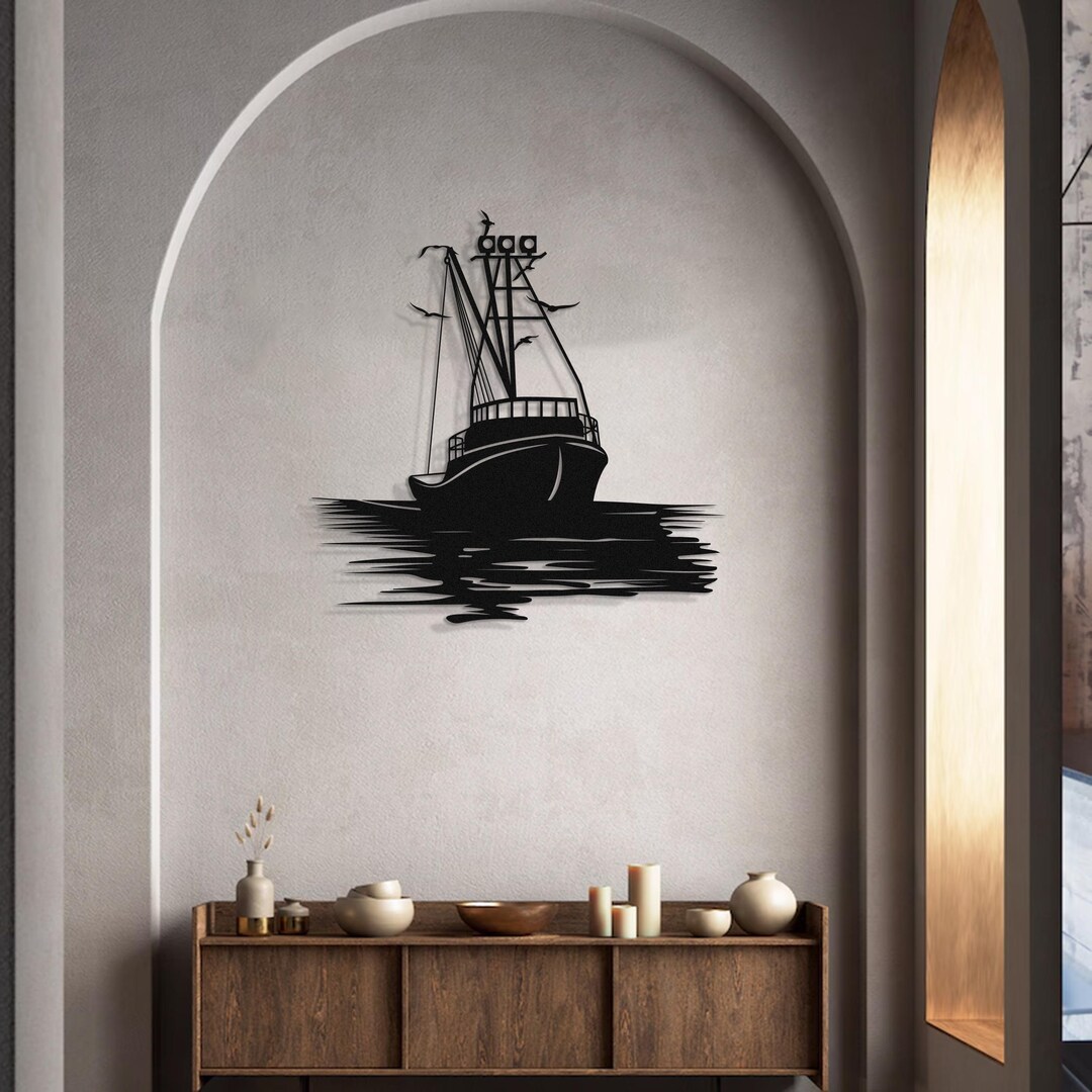 Boat Metal Wall Art – Nautical Metal Wall Decor, Fishing Boat ...