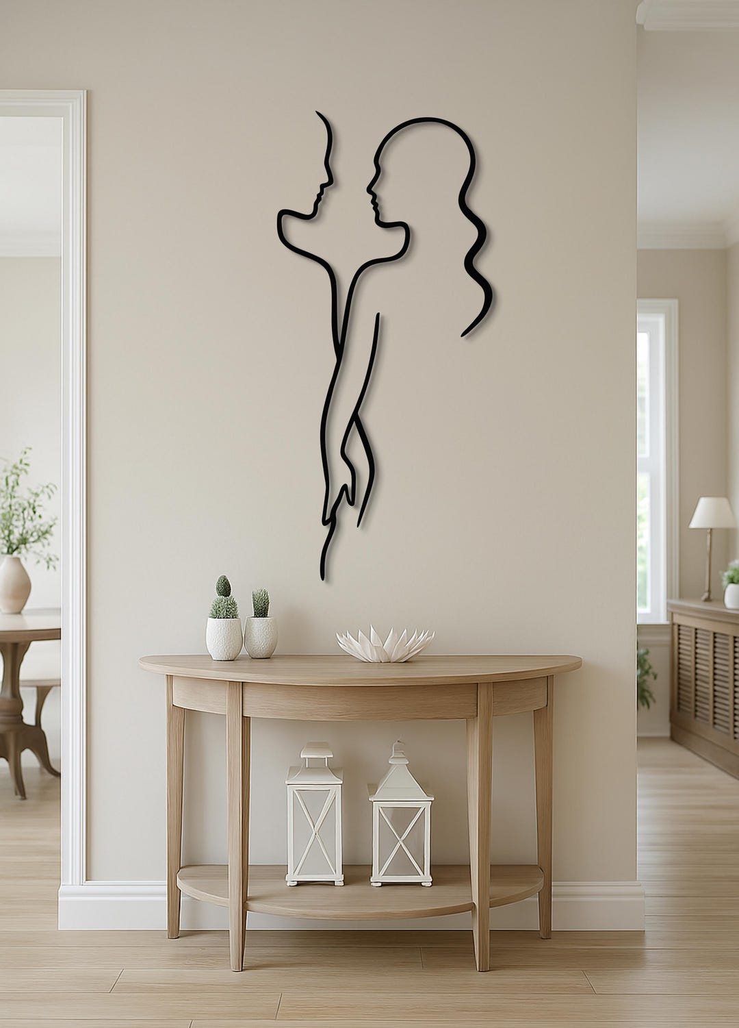 Metal Couple Line Art Wall Decor, Minimal Romantic Metal Wall Art ...