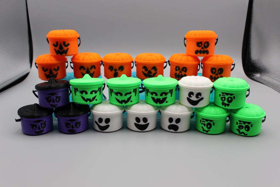 3d Printed Mini Halloween Buckets With Removable Lids - Etsy