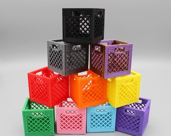 3d Printed Mini Crate Desk Storage Mini Milk Crate Etsy