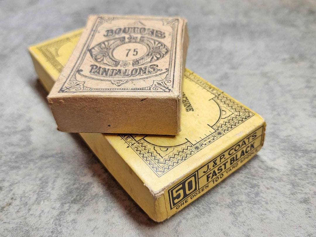 2 Empty Antique Sewing Notion Boxes for Display J&P Coats Cotton Thread ...