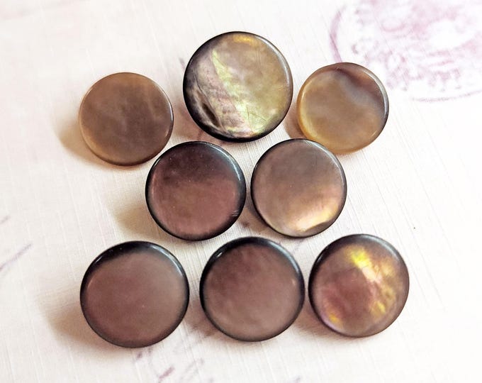 8 Antique Iridescent Smoky Oyster Shell Sewing Buttons ~ Mother of ...
