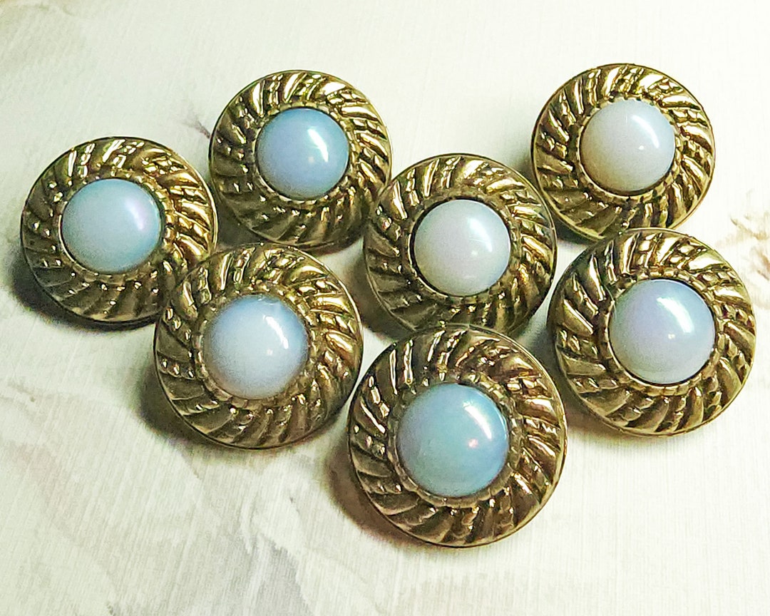 Set of 7 Vintage Black Glass Buttons opalescent Luster Glass - Etsy