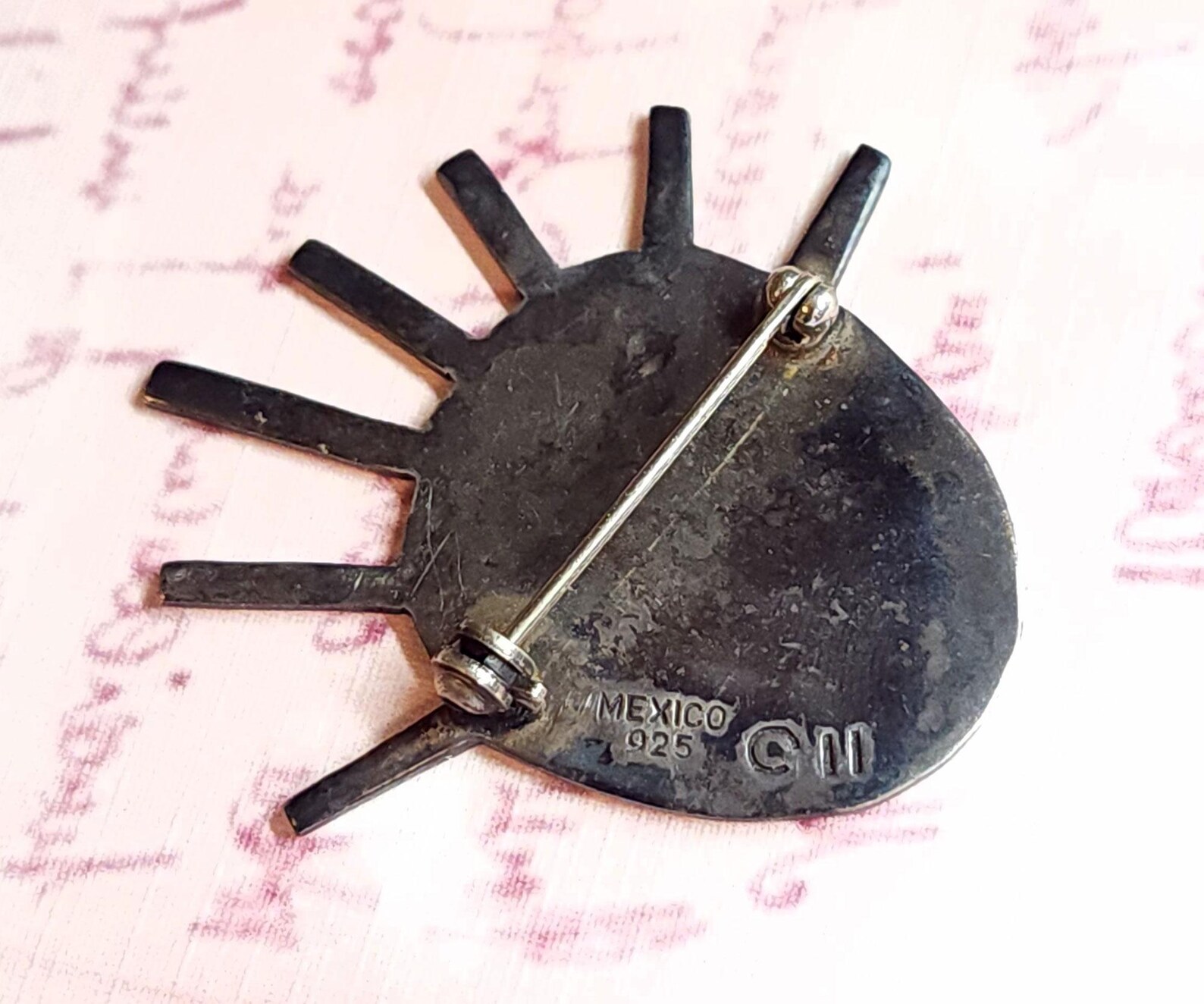 Surprised OMG Kokopelli Face W/ Spiked Hair Sterling Silver Brooch Pin 1-5/8 41mm Marked Mexico ...