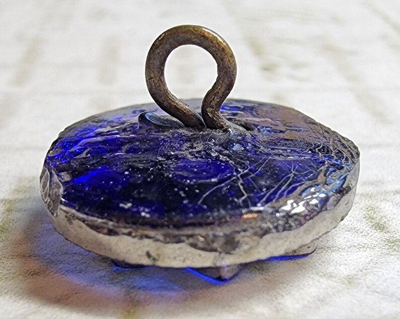 Antique Transparent Cobalt Blue Glass Button W/ Silver Luster - Etsy