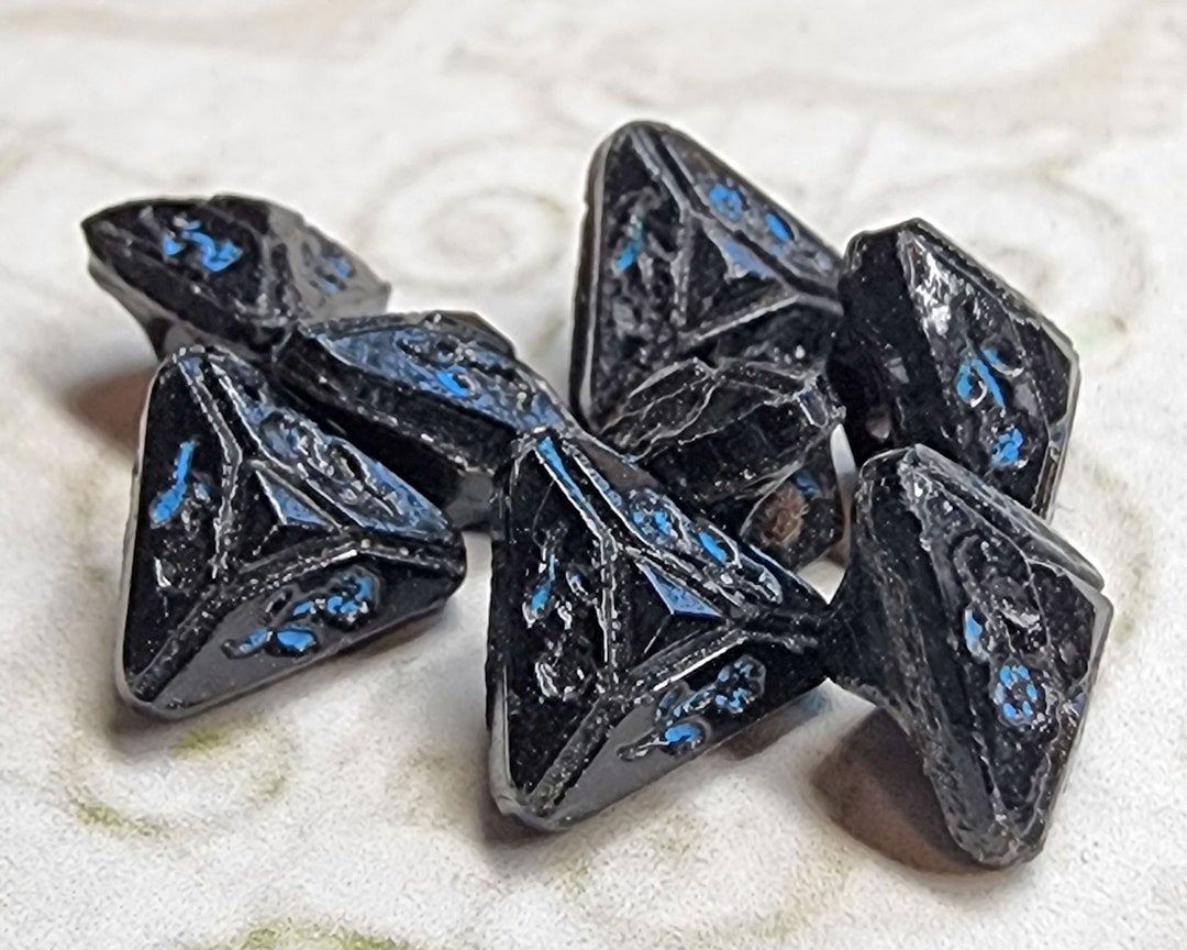 8 Tiny Vintage Dimi Triangular Black Glass Buttons Blue - Etsy