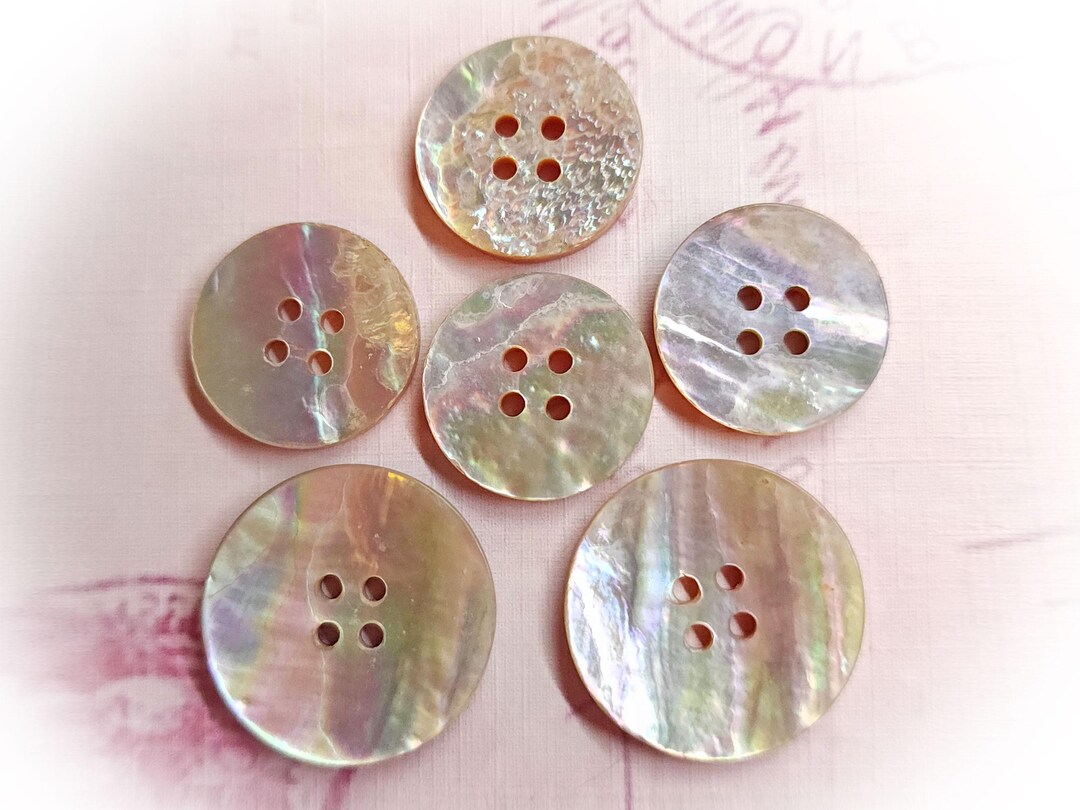 Spectacular Set of 6 Antique Abalone Shell Buttons ~ Mother of Pearl ...
