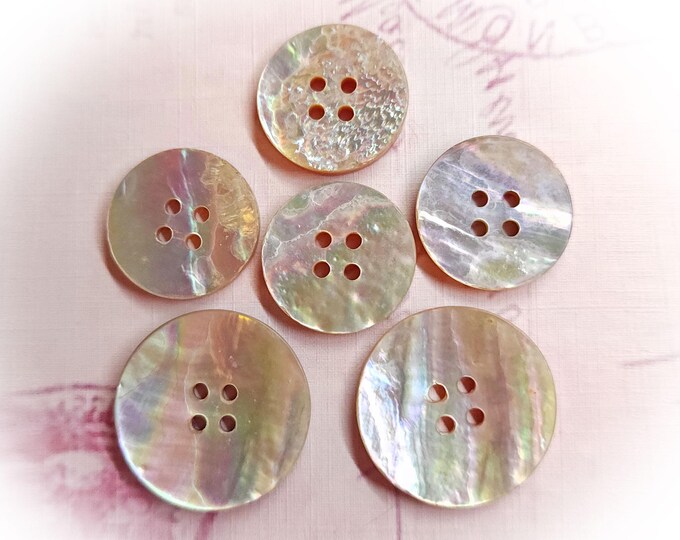 Spectacular Set of 6 Antique Abalone Shell Buttons ~ Mother of Pearl ...