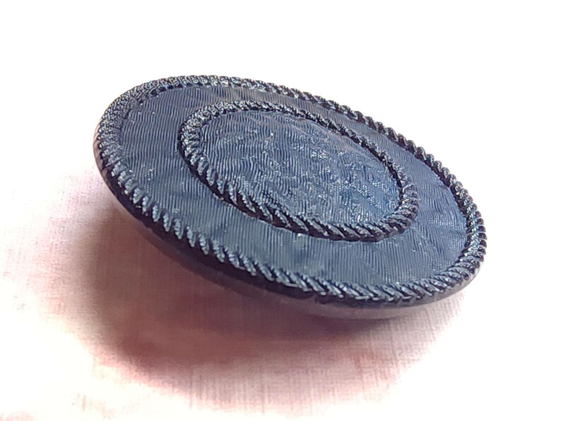 Large Antique Black Glass Sewing Button ~ Rippled Silk Imitation Fabric ...