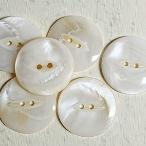 6 Vintage Mother of Pearl Shell MOP Buttons W/ Gorgeous Luster Two Hole ...