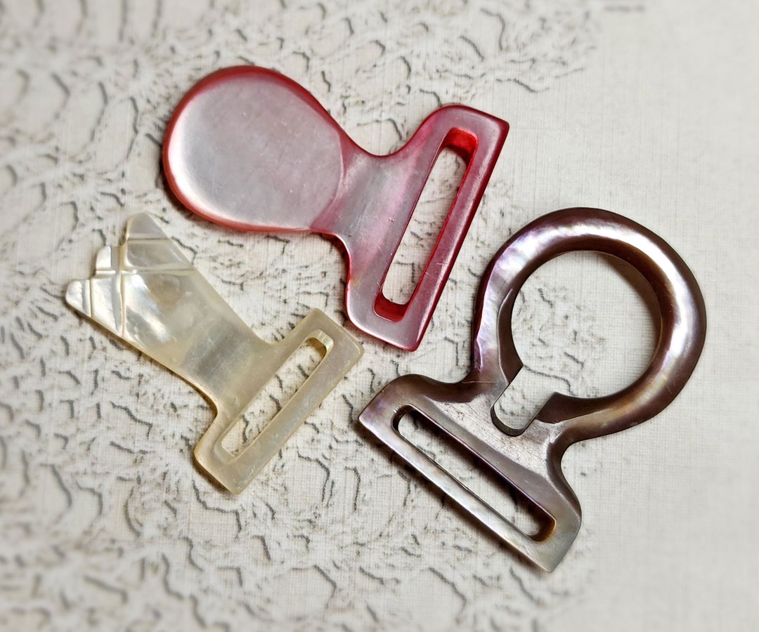 Group of 3 Vintage Carved Mother of Pearl Shell MOP Buckle Parts ~ Half ...