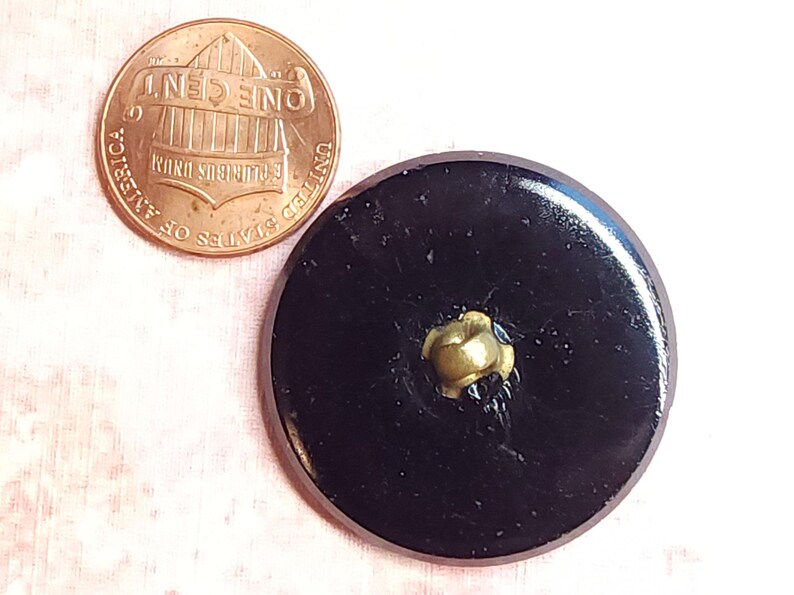 Large Antique Black Glass Sewing Button ~ Rippled Silk Imitation Fabric ...
