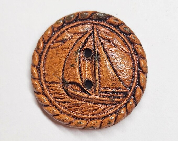 Sailboat ~ Vintage Syroco Burwood Transportation Picture Button ~ Sail ...