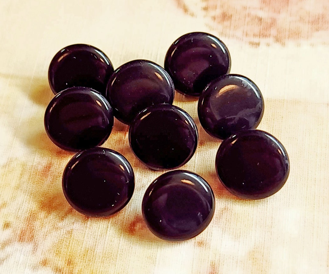 9 Vintage Black Glass Sewing Buttons Simple Minimalist Design Just ...