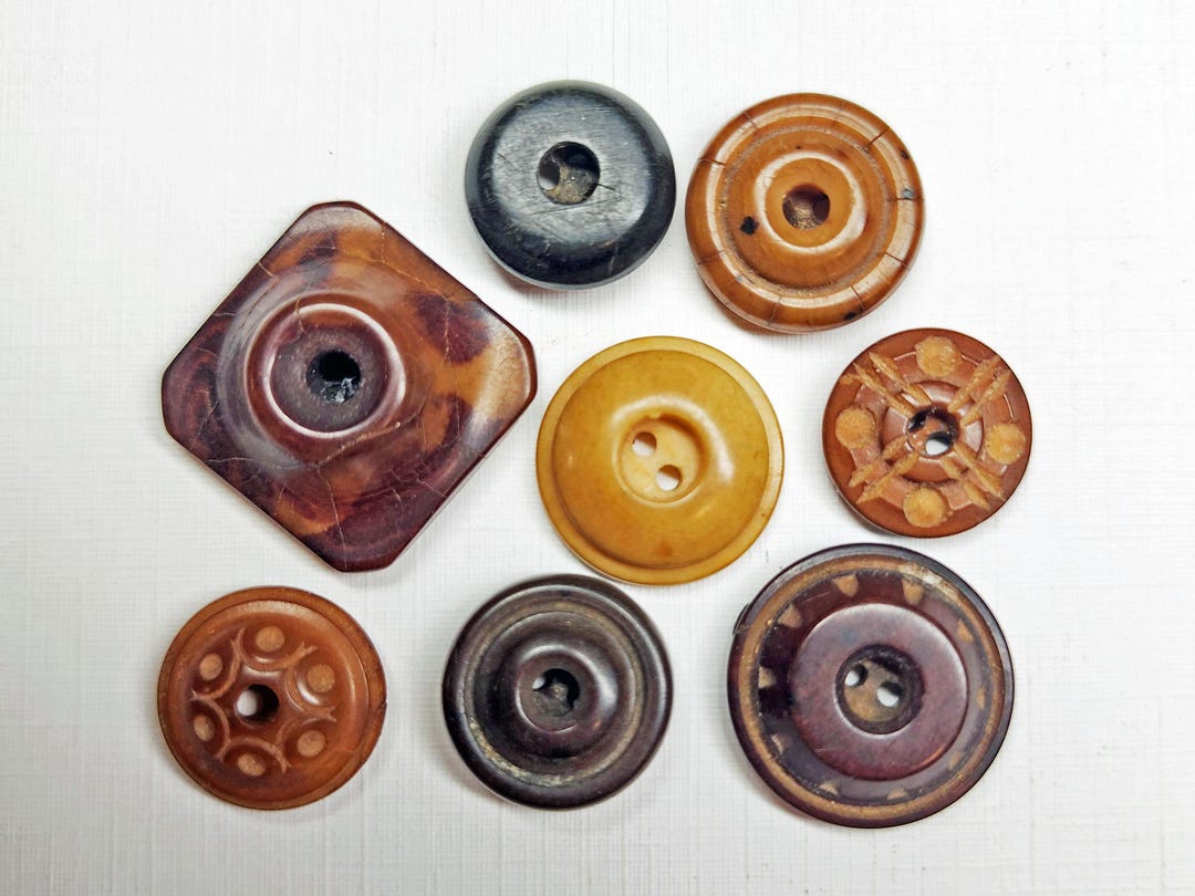 Variety Lot of 8 Carved Vegetable Ivory Whistle Buttons ~ Includes 1 ...