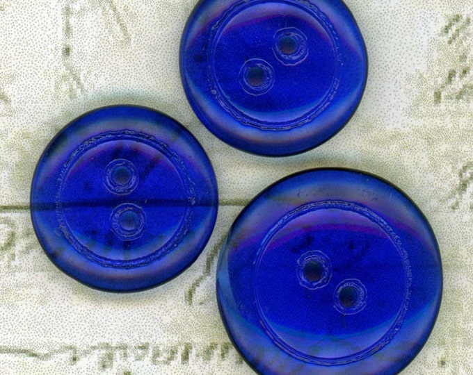 Clear Cobalt Blue Glass Sewing Buttons 1 7/8 Inch 22mm 2 - Etsy