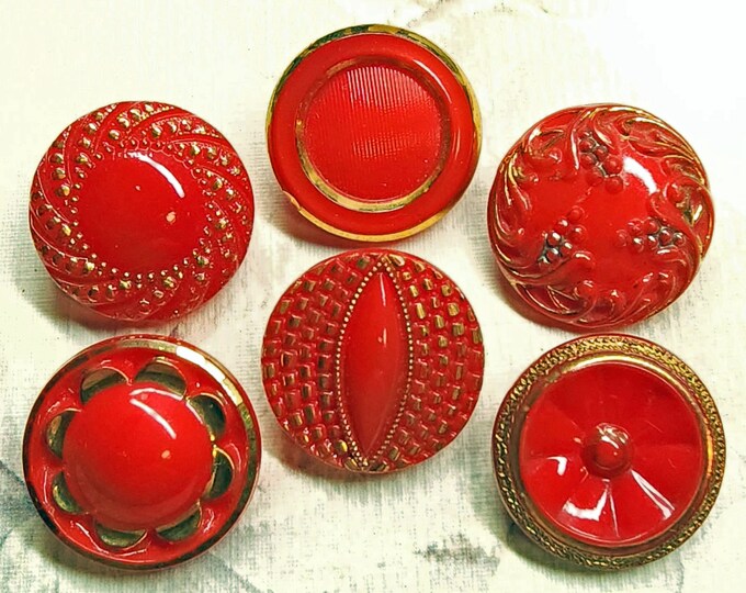 Variety Lot of 6 Different Vintage Fancy Lipstick Red Glass Sewing ...