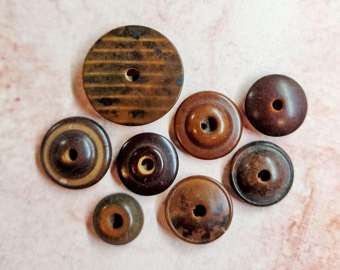 Variety Lot of 8 Carved Vegetable Ivory Whistle Buttons Includes 1 Larger W/ Striped Pattern 1/2 ...