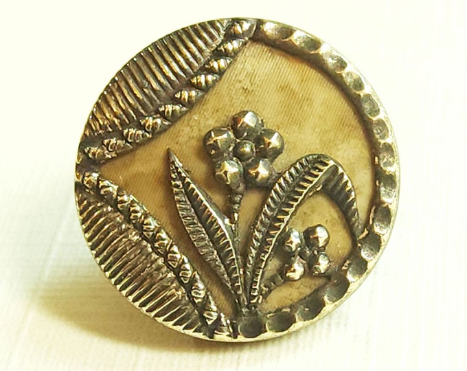 Flowers & Leaves ~ Lovely Antique 1800s Floral Sewing Button ~ Pierced ...