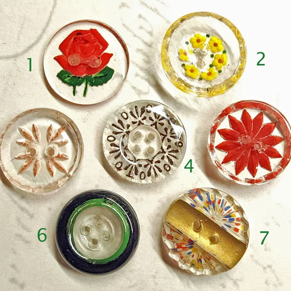 Reverse Painted Glass Buttons - Etsy