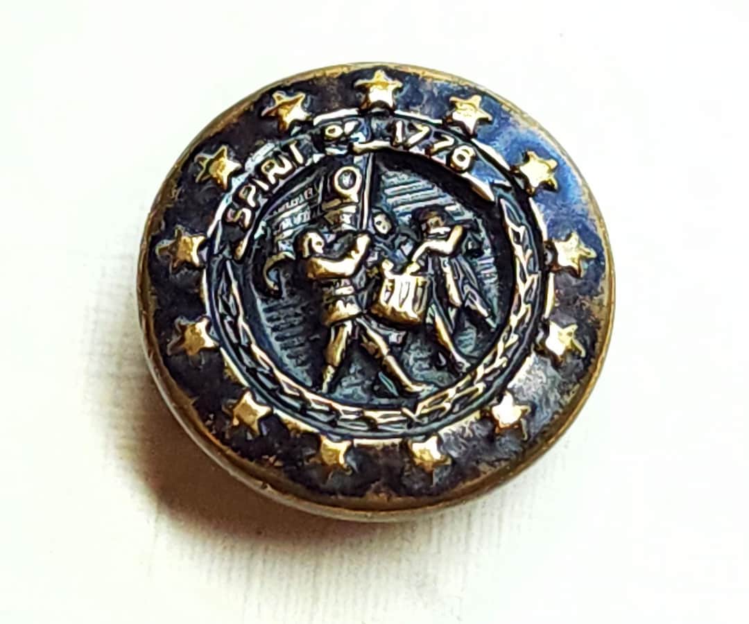 Spirit of 1776 American Revolution Bicentennial Brass Picture Button 13 ...