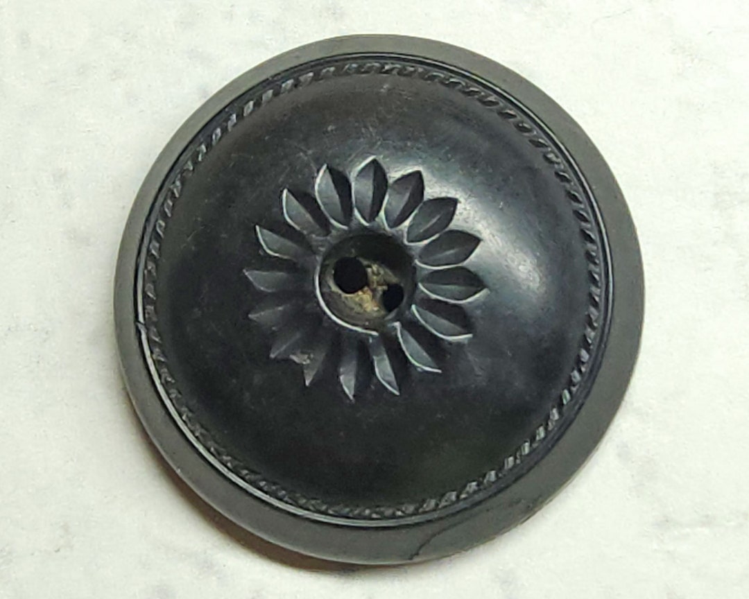 Antique 1800s French Domed Black Horn Whistle Button Backmark: Depose 1 ...