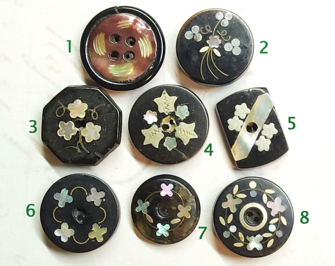 Choice of ONE Antique 19th Century 1800s Button W/ Inlay Small & Medium ...