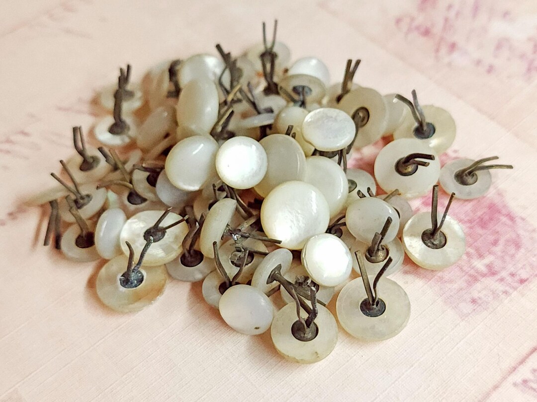 67 Antique Mother of Pearl Buttons W/ Wire Prongs Circa 1800s ...