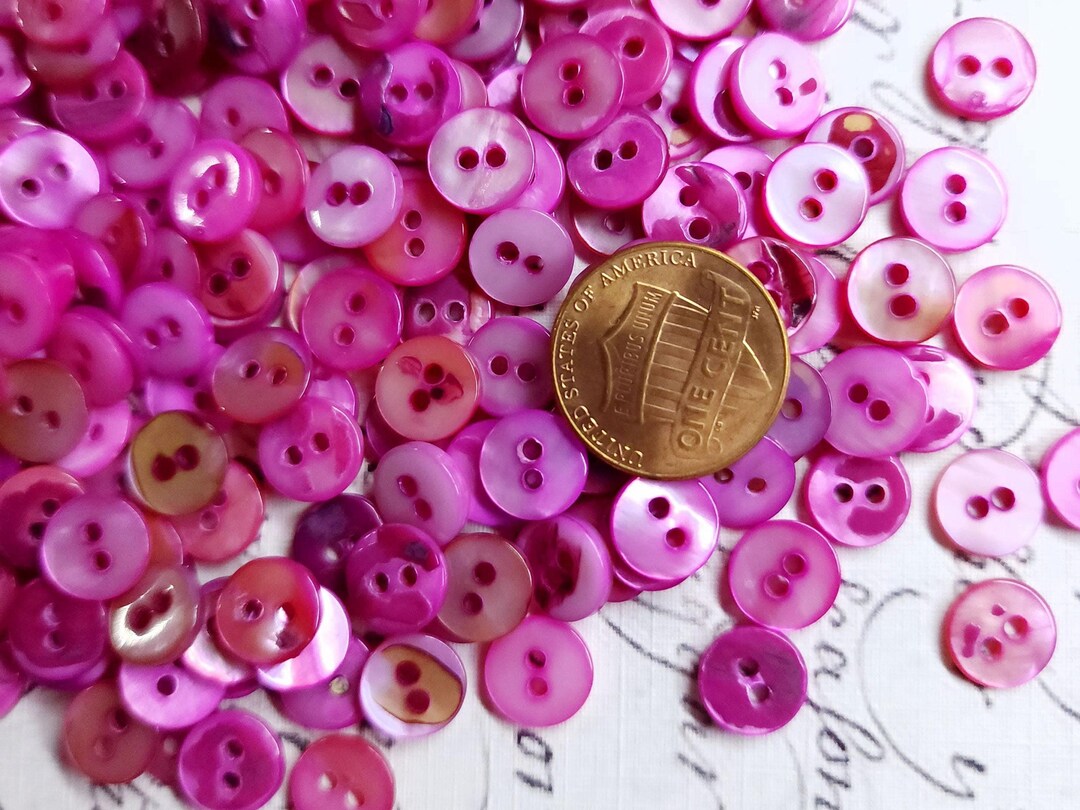 Gorgeous Fuchsia Pink Dimi Mother of Pearl Buttons ~ Just Under 3/8 ...