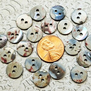 25 Vintage 1940s Silver Gray Oyster Shell Sewing Buttons Minimalist ...