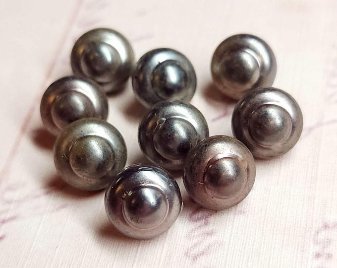 Vintage Set of 9 Pearlized Glass Sewing Buttons ~ Pearlescent Gray ...