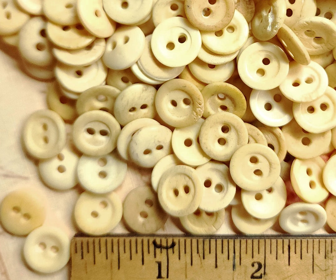 16 Antique 2-hole Bone Buttons ~ All Just Under 1/2" 12mm ~ Restoration ...