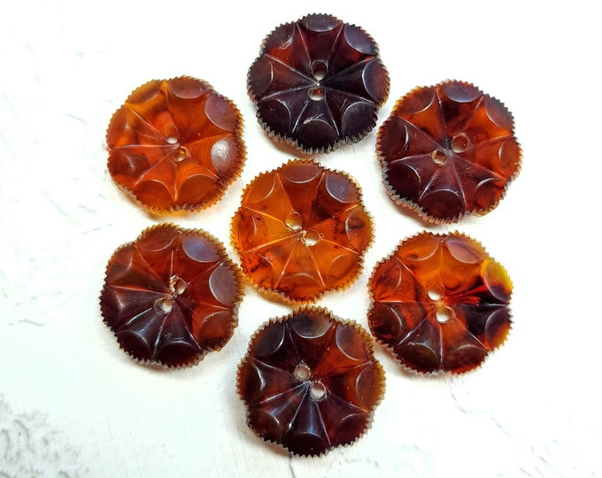Set of 7 Imitation Faux Tortoise Shell Root Beer Color Sewing Buttons ...