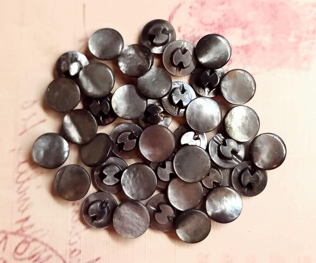 35 Vintage 1940s Smoky Gray Black Mother of Pearl Shell MOP Sewing ...