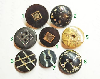 Choice of ONE Antique 19th Century Button W/ Inlay Bands Small & Medium ...