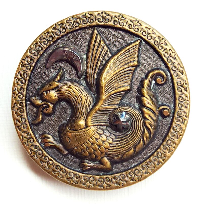 Antique Dragon Button - Etsy