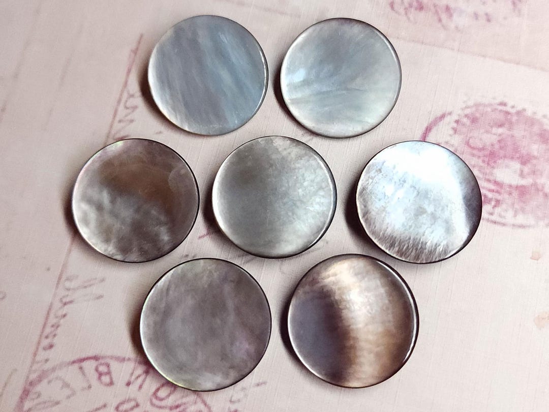7 Larger Antique Smoky Oyster Shell Coat Buttons ~ Iridescent Mother of ...