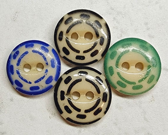 4 Antique China Stencil Buttons Pattern 18 Mixed Colors - Etsy