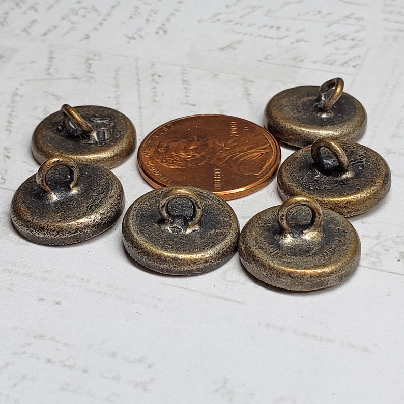 Set Of 6 Vintage Brass Anchor Buttons Heavy One Piece Etsy
