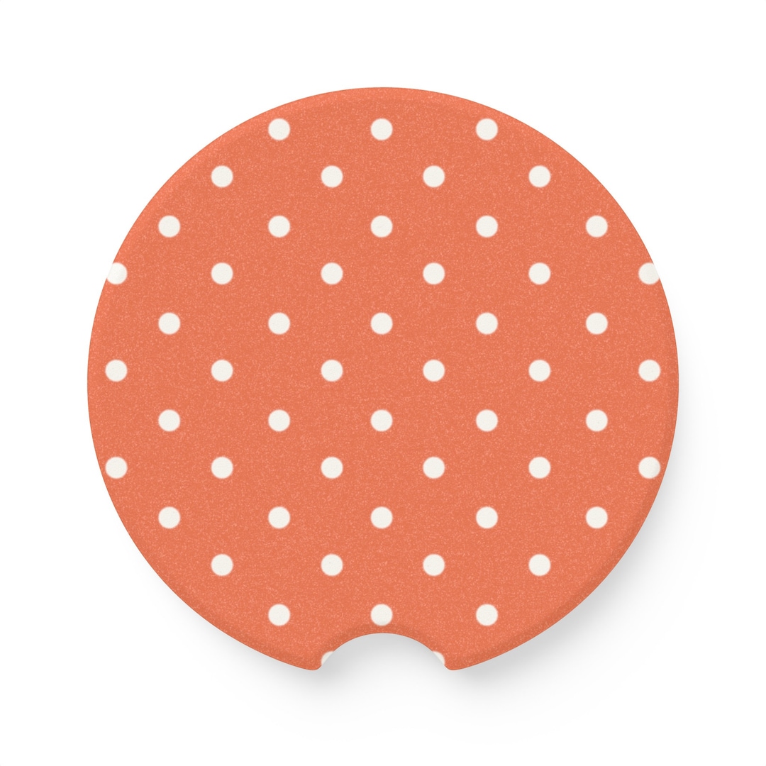 Orange & White Polka Dots, Simple Design, Soapstone Auto Car Drink ...