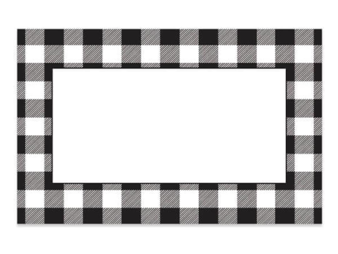 50 Black & White buffalo Plaid Print Florist Blank - Etsy