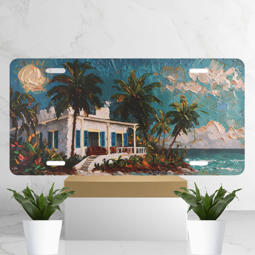 Beach Style Vanity Plate, Custom Car Decor, Palm Tree License Plate ...