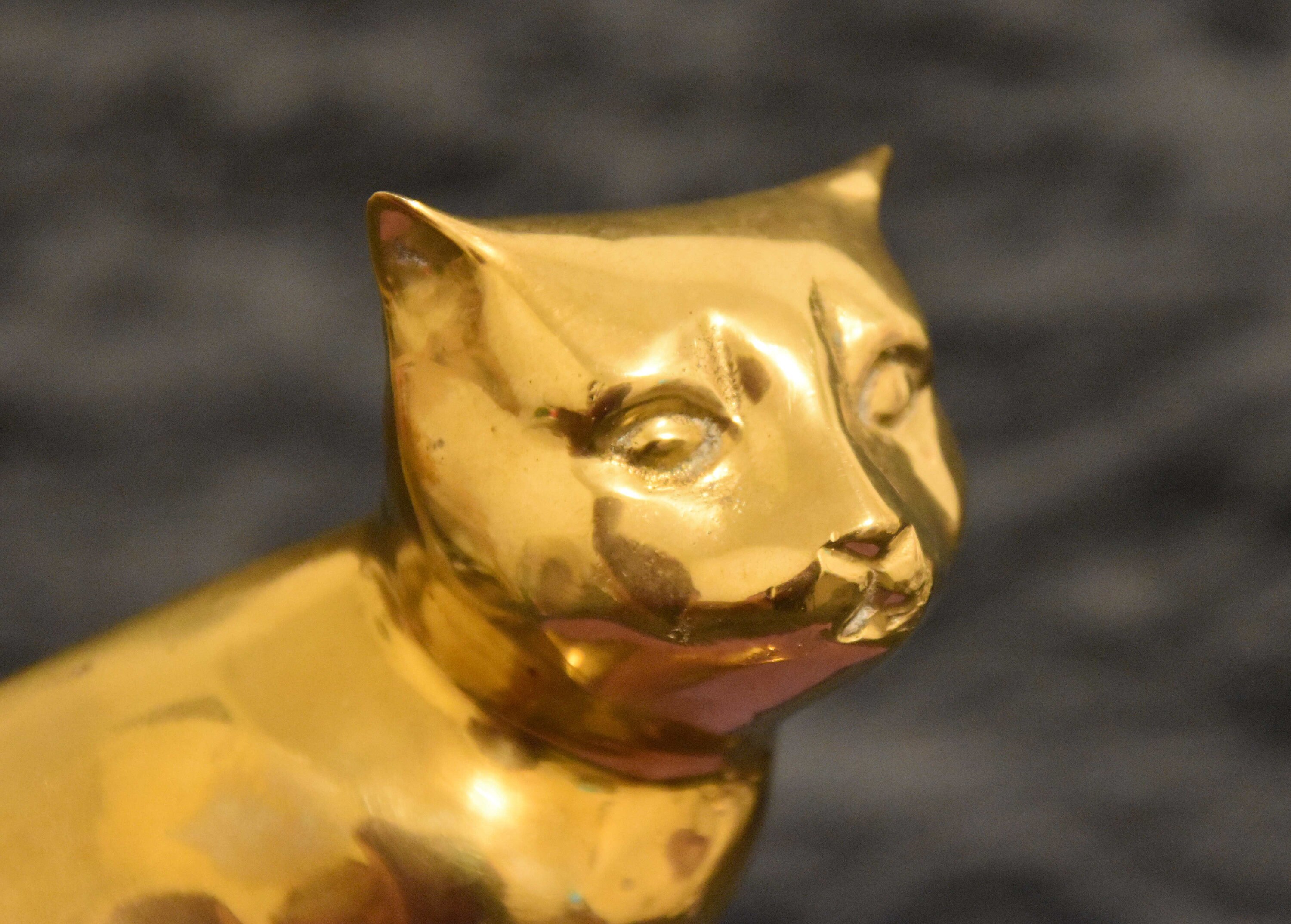 Shiny Solid Brass Cat Figurine. Heavy Brass Cat. Brass Cat - Etsy