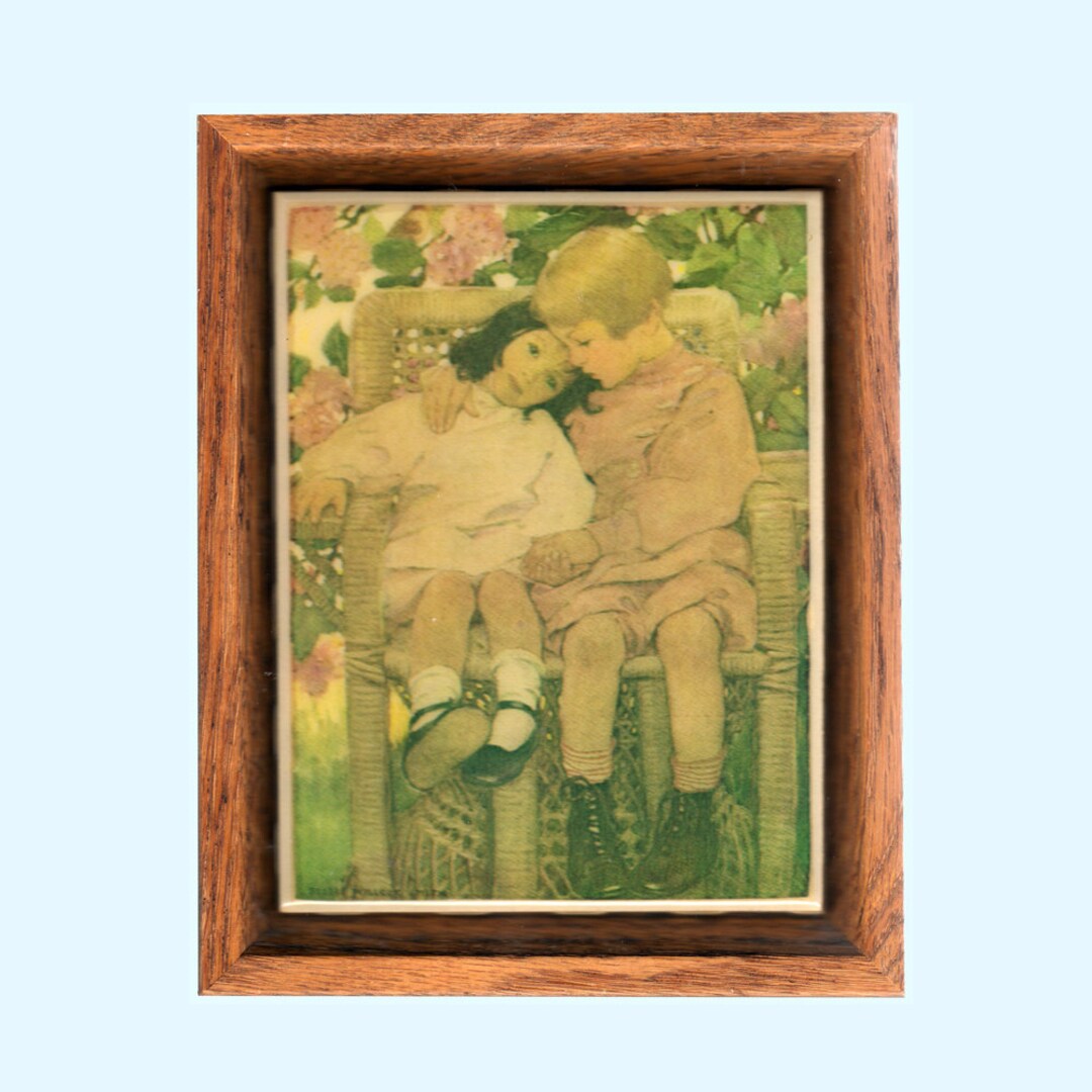 PRICE DROP. Kimberly Enterprise Framed Ceramic Tile Art of 2 Girls ...